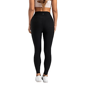 Yogipace Tall Women's High Waisted Extra Long Ribbed Yoga Leggings with Pockets, 31", Black, Size S