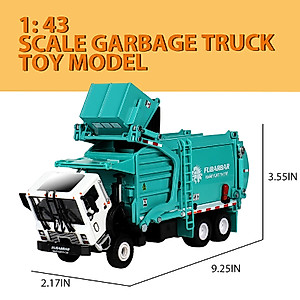 Garbage Truck Toys, Fubarbar 1:43 Bruder Tonka Trash Trucks Model for Boys Metal Diecase Waste Management Front Loader Die Cast Can Dumpster Truck Toy for 3 4 5 6 Years Old(Blue)