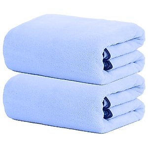 NEYLIM Luxurious Jumbo Bath Sheet,35x70 inches Extra Large Bath Towel Sheets, Quicker to Dry, Super Absorbent, Oversized BathBathroom Towels, Will not Fade and Drop Hairs(Pack of 2) (Blue Bath Towel)