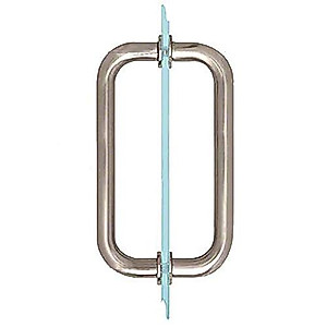 Dynasty Hardware 8" Back to Back Tubular Shower Door Pull for Frameless Shower Doors, Satin Nickel, with Trim Washers