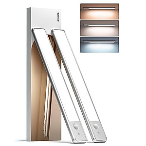 EZVALO Under Cabinet Lighting,52-LED Motion Sensor Cabinet Light Indoor,USB Rechargeable Wireless Closet Lights,3500K Dimmer Battery Powered Operated Night Lights for Bedroom,Wardrobe,Stairs (2 Pack)