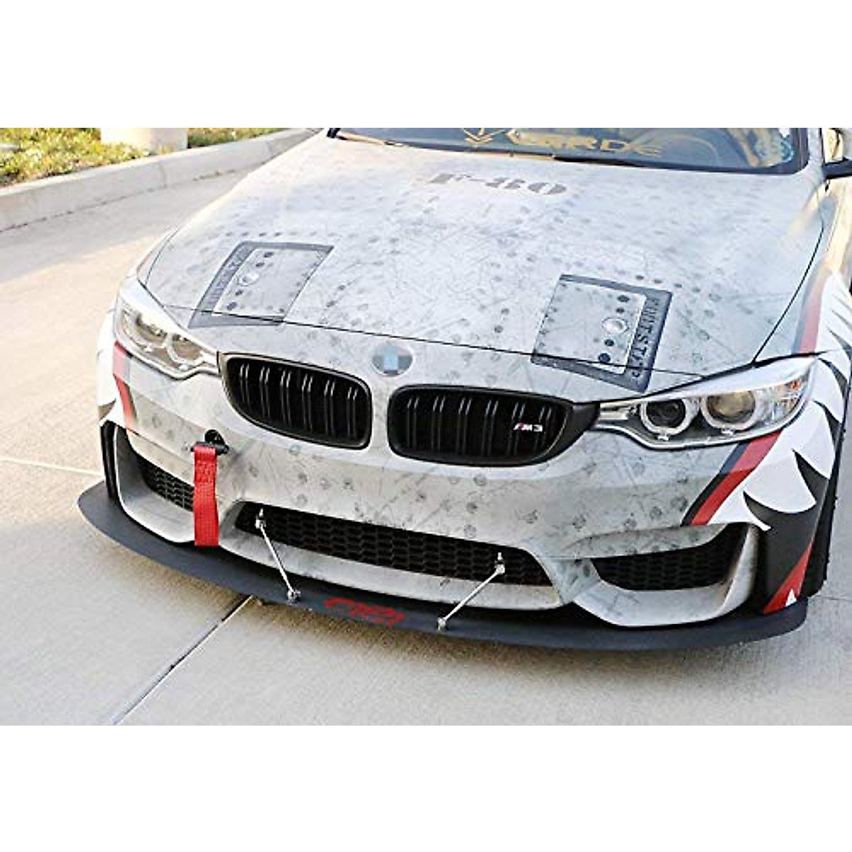 iJDMTOY Track Racing Style Red Tow Strap Compatible With BMW 1 3 5 Series X5 X6 & MINI Cooper (E36 E39 E46 E82 E90 E91 E92 E93 E70 E71 R50 R51 R52 R53 R55 R56 R57 R58 R59), Tow Hole Mount Nylon Loop