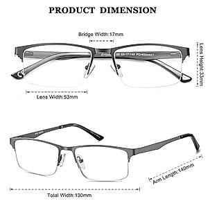 EYECEDAR 5-Pack Reading Glasses Men Metal Half Frame Spring Hinges Rectangular Style Mens Readers 2.50