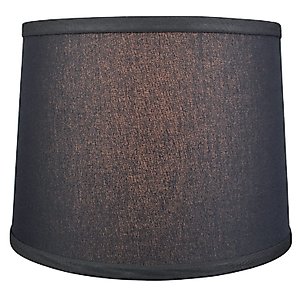 FenchelShades.com Drum Lampshade 9" Top Diameter x 10" Bottom Diameter x 7.5" Slant Height with 6" Drop Slip Uno Attachment (Linen Black)