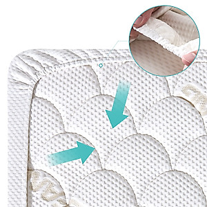 Bubble bear Noiseless and Waterproof Crib Mattress Protector, Super Skin-Friendly,Quilted Fitted Crib Mattress Sheet, Extra Soft Toddler Mattress Cover 52x28-fits up to 8.6"