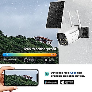 VIKYLIN Solar Security Cameras Wireless Outdoor, 2K Battery Powered Outdoor Camera, 2.4GHZ WiFi Home Security with Spotlight Color Night Vision, AI PIR Motion Detection, 2-Way Talk, Siren Alarm