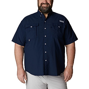 Columbia Men's Bahama II UPF 30 Short Sleeve PFG Fishing Shirt, Collegiate Navy, Large