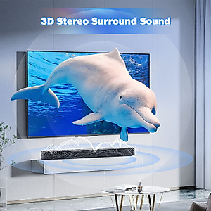 GEOYEAO Sound Bar, Bass Speakers for Smart TV with Dual Subwoofer 3D Surround Sound System, 32 Inch 2.2CH Home Theater Audio Soundbar, HDMI ARC Connection, 2 in 1 Detachable & Wall Mountable