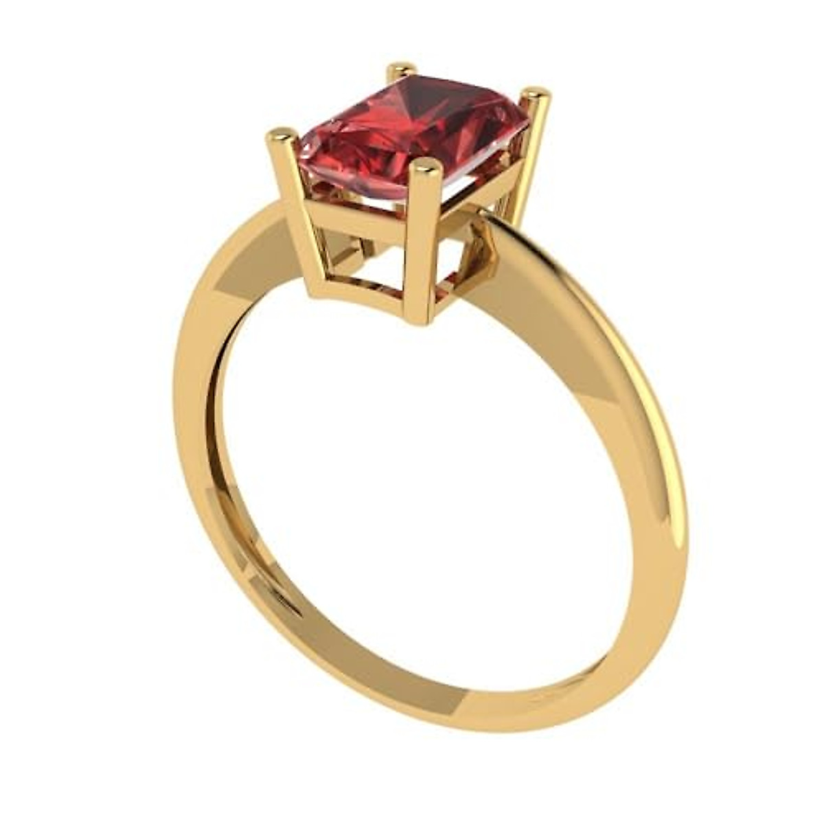 Clara Pucci 1.0 ct Radiant Cut Solitaire Natural VVS1 Red Garnet Engagement Bridal Promise Anniversary Ring 18K Yellow Gold Size 9.75