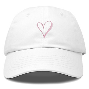 DALIX Hand Drawn Heart Hat Womens Embroidered Baseball Cap White