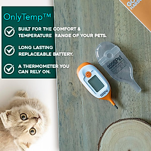 GoodHarborPet-OnlyTemp Ultra-Fast 10s Read, IP55 Water Resistant - Precision Rectal Thermometer for Pets