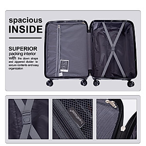 Travelhouse Amalodie Hardshell Upright Spinner Wheel Suitcase Set PP ABS, Lightweight Checked Carry-On Luggage 3-Piece Set with Spinner Wheels TSA Locks 20" 24" 28" (Jet Purple)