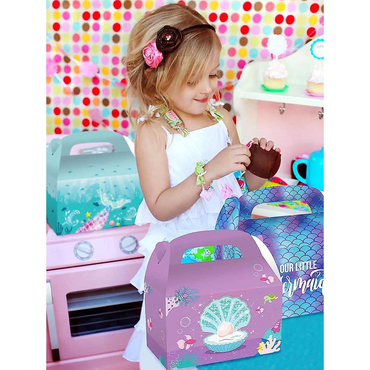 Roaring Good Time 12 PCS Mermaid Party Favor Boxes Mermaid Party Goodie Bags Mermaid Party Boxes Mermaid Party Favor Box Mermaid Birthday Party Supplies Under the Sea Party Supplies