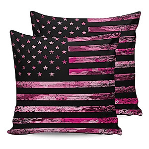 Funnywall88 Waterproof Throw Pillow Covers Set of 2 Camo Independence Day American Flag Patriotic Couch Pillow Cases Outdoor Sofa Cushion Cover Home Decor for Bed Living Room, 16" x 16"