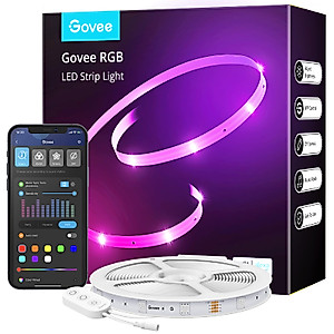 Govee Smart WiFi LED Strip Lights , 50ft RGB LED Lights Work with Alexa and Google Assistant, Color Changing Light Strip, Music Sync, App Controlled LED Lights for Bedroom and Gaming, Easy to Install