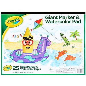 Crayola Giant Marker and Watercolor Pad, Kids Art Supplies, Gift , White includes 1 Pad (25 sheets)