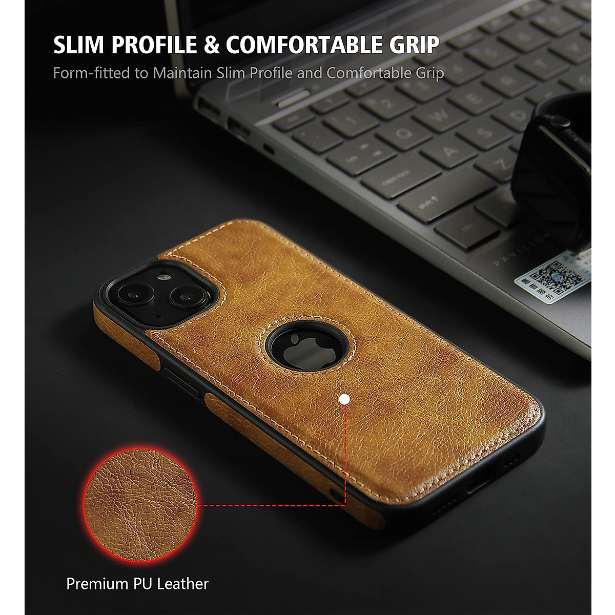 Razstorm Unique Design Luxury Leather Business Phone Case for iPhone 13 Pro Max Anti-Slip Scratch Resistant Ultra Slim Protective Case (2021,6.7”) (Brown)