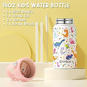 Fimibuke Kids Bento Lunch Box with 4 Compartments, Insulated lunch Bag, Stainless Steel Insulated Water Bottle, Ice Pack & Utensils, Birthday Gifts for Ages 3-12 Back to School Toddler Girls Boys