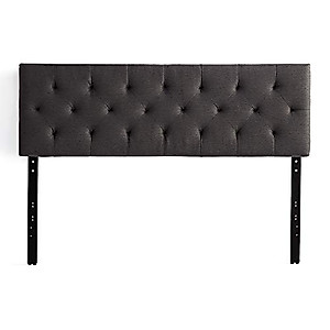 Lucid Mid-Rise Diamond Tufted Upholstered Charcoal Headboard- Attach Frame- Wall Mount- Headboard Only – Queen