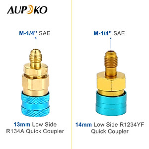 Aupoko AC Oil Injector Kit, R134A Oil Injector with R1234YF Low Side Quick Coupler, HVAC Dye Oil Injector with 1/4" SAE Connector, for R134A R22 R12 R1234YF Refrigerant System