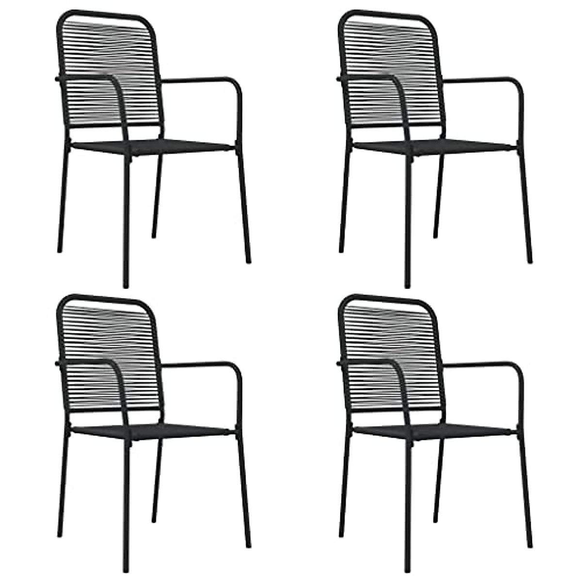 WHOPBXGAD 5 Piece Patio Dining Set Lawn Furniture,Patio Furniture Sets,Patio furnitureSui for patios, Gardens, lawns, Balconies, Poolside,Black Cotton Rope and Steel