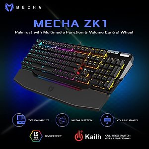 WIZMAX Keyboard ZK1 Professional Wired Mechanical Gaming Keyboard, Kailh Box Linear Switches, RGB, Detachable Magnetic Palm Rest, Multimedia Keys, Volume Control Wheel, Aluminum Top (104 Keys, Black)