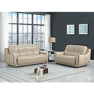 Blackjack Furniture Radford Leather Air/Match Upholstered Modern Living Room Sofa, Beige