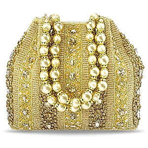 Aheli Indian Potli Bags for Women Evening Bag Clutch Ethnic Bride Purse with Drawstring (P58)