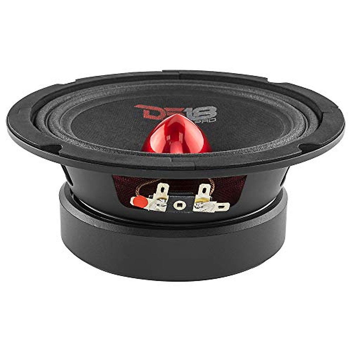 DS18 PRO-GM6.4B Loudspeaker - 6.5", Midrange, Red Aluminum Bullet, 480W Max, 4 Ohms,1.5" Kapton VC Premium Quality Audio Door Speakers for Car or Truck Stereo Sound System (1 Speaker)