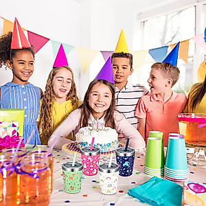 Yahenda 4 Pack Kids Straw Sippy Cups, Toddler Stainless Steel Smoothie Cups, Spill Proof Insulated Tumbler with Lid and Silicone Straw, Unicorn Mermaid Baby Water Bottle for Girls Boys Hot Drink