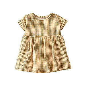 little planet by carter's baby-girls Baby & Toddler Girls' Organic Cotton Dress, Gold Plaid, 4