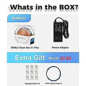 [Upgraded] SUNLU S1 Plus Filament Dryer Box with Fan for 3D Printer Filament, Upgraded Filament Dehydrator Storage Box for 3D Filament 1.75 2.85 3.0 Keeping Filament Dry During 3D Printing