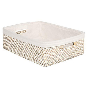 KOUBOO 1060086 Laguna Liner, White-Wash Rattan Shelf Basket