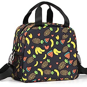 Insulated Lunch Bag for Women Girls Men,Cooler Lunch Tote Bag with Adjustable Shoulder Belt,Cute Portable Reusable Lunch Box Cooler Bag for Adult Girls Travel Picnic,Office,Working(Fruit)