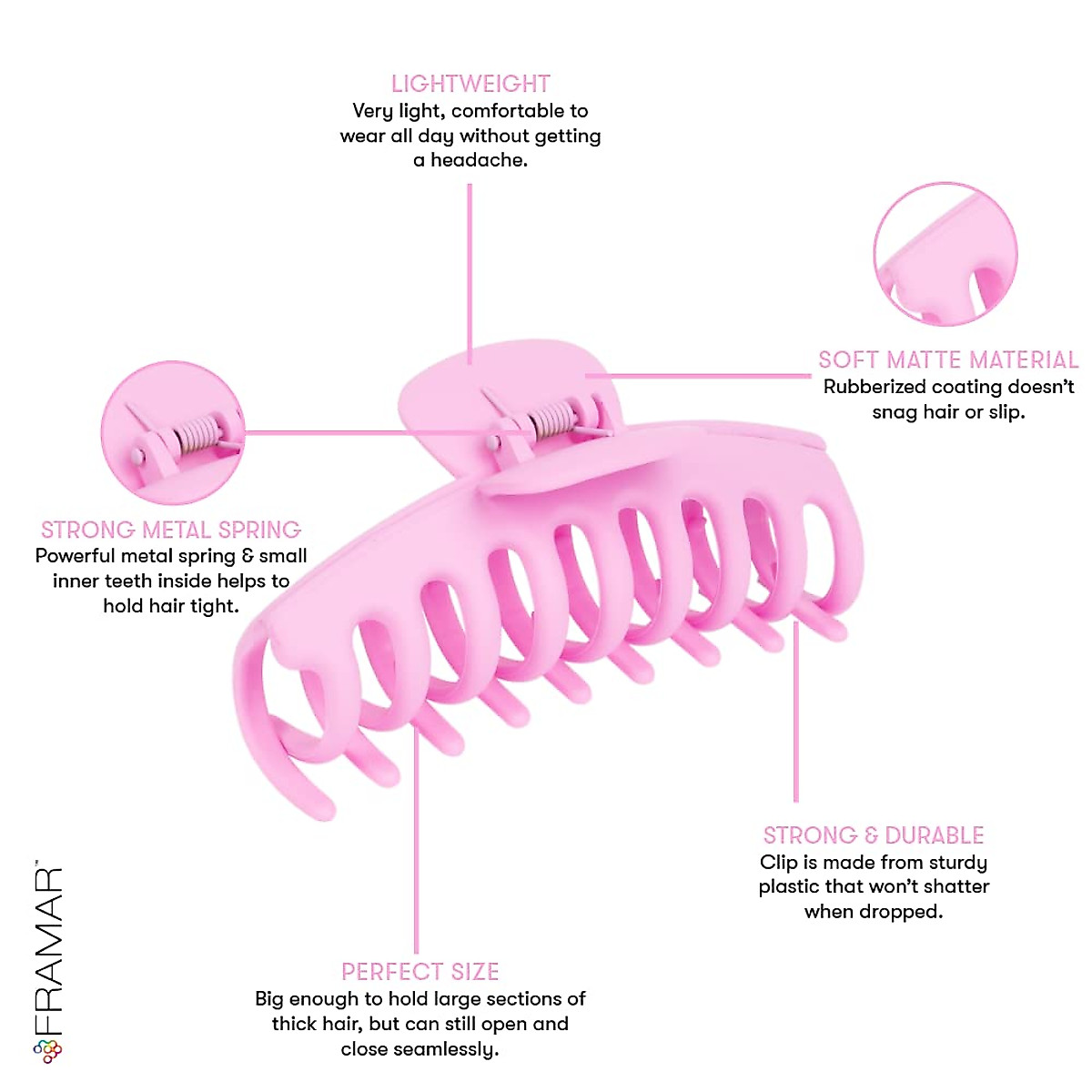 FRAMAR Large Hair Clips For Women – Hair Claw Clip Pack, Hair Clip Claw, Hair Claw Clips For Women, Jaw Clips For Hair, Large Hair Clips Claw, Pinzas Para El Cabello, Hair Clups, Hair Clios