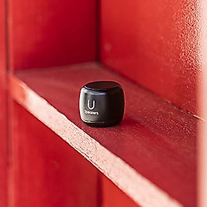 Fashionit U Micro Speaker | Coin-Sized Portable Wireless Bluetooth 5.0 with Built-in Mic & Remote Shutter | Perfect Little Speaker for Home, Parties, Activities! Tiny Device, Rich Sound | Black