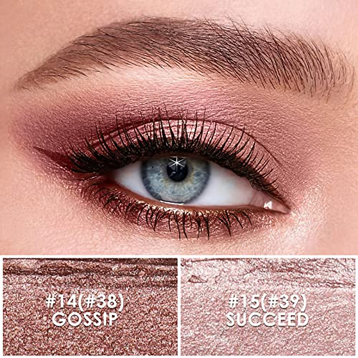 FOCALLURE 2 Pcs Shimmer Cream Eyeshadow Stick,Brightener Eyeshadow Pencil Crayon,Highlighter Eye Shadow Stick Sets with Crease-proof Formula,Long Lasting Waterproof Eye Shadow Make Up,Silky Peach