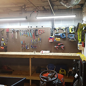 FAITHSAIL 4FT Linkable LED Shop Light, 50 W for Garage, 5600 LM 4 Foot LED Light Fixtures for Workbench, 5000K LED Workshop Light with Plug, Pull Chain, Hanging Mount - 1 Pack