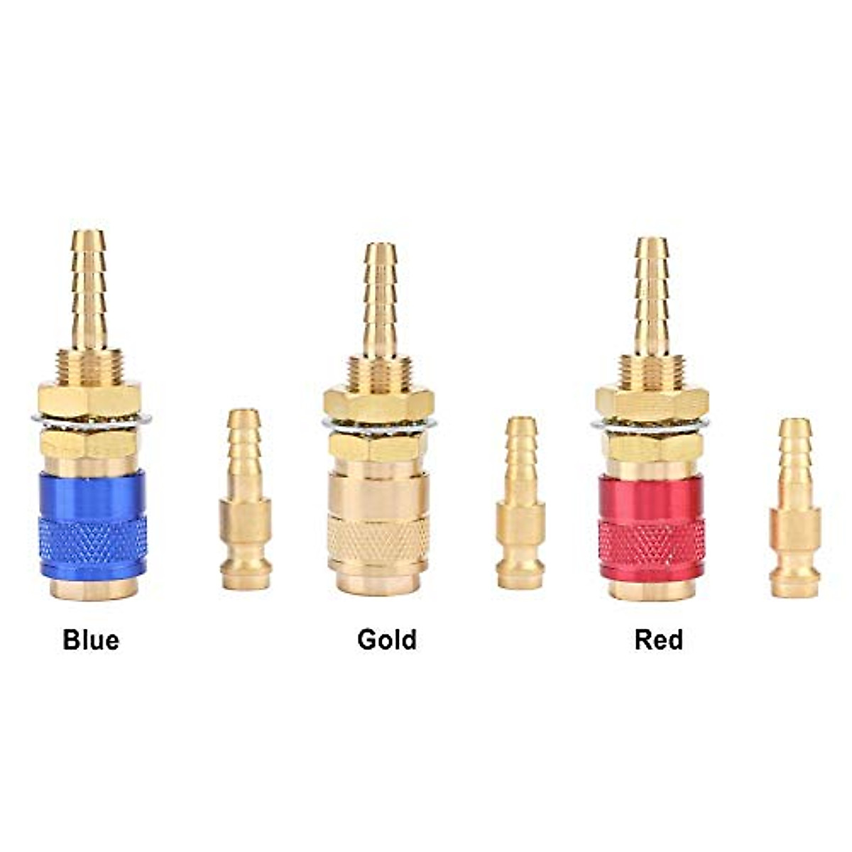 Hilitand M6 Quick Connector Set Quick Water Cooled Gas Adapter Fitting Hose for MIG TIG Welder Torch Fitting for Welding Torch (Gold)