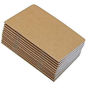 12 Pcs 5.5 Inch x 3.5 Inch Brown Cover Pocket Notebook 32 Sheets (64 Pages) Blank Pages 70 Gsm Paper (Brown, Blank)