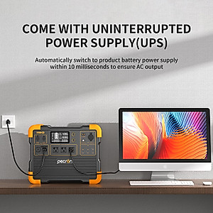 pecron Portable Power Station, E1500LFP Solar Generator 1536Wh, 2200W LiFePO4 Battery Backup, Fast Charging Power Station for Home use, RV, and Outdoor Camping