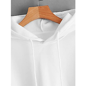 Cozyease Women's Graphic Letter Print Hoodies Drop Shoulder Long Sleeve Drawstring Casual Pullover Sweatshirt Tops White S