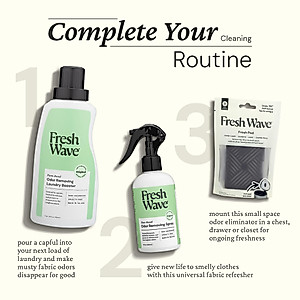 Fresh Wave Odor Eliminator Spray & Air Freshener, 8 oz. | Pack of 2 | Fine Mist | Odor Absorbers for Home | Safer Odor Relief | Natural Plant-Based Odor Eliminator | For Furniture, Fabrics & Trash