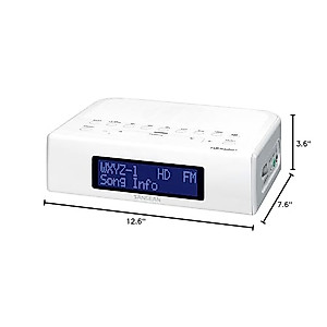 Sangean HDR-15 AM/FM Digital Tuning Clock Radio with USB Phone Charging, White