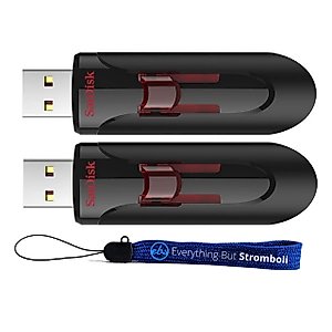 SanDisk 256GB Cruzer Glide 3.0 USB Flash Drive (2 Pack) Laptop Computer Pen Drive (SDCZ600-256G-G35) Bundle with (1) Everything But Stromboli Lanyard