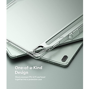 Ringke Fusion Designed for Galaxy Tab S7 FE Case 12.4-inch (2021), Transparent Hard Back Shockproof Bumper Tablet Back Cover with Side S Pen Holder - Clear