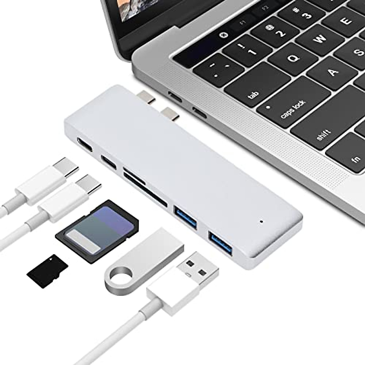 USB C Adapter, Docking Hub Large Scale Expansion Durable Material Simultaneous Connection Super Data Transmission for Data Transmission