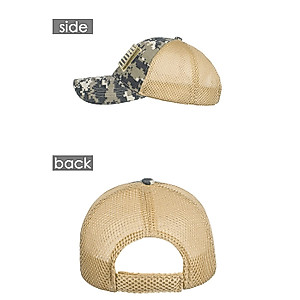 Anna-Kaci Camouflage Trucker Special Tactical Operator Forces USA Flag Patch Baseball Cap, Grey camo, OneSize