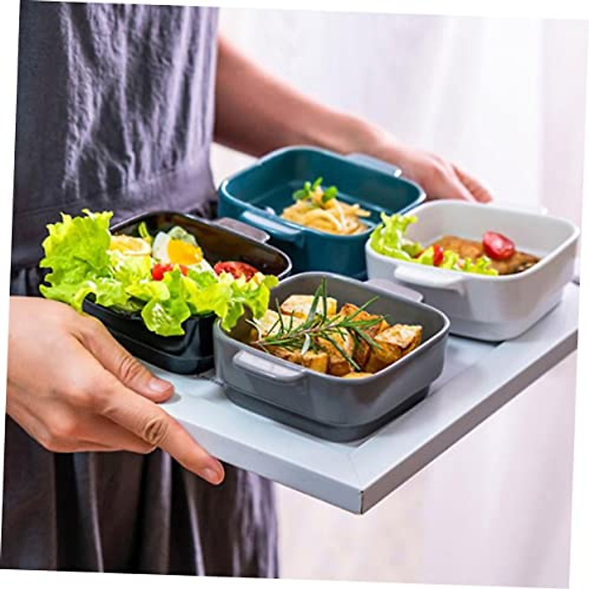 1pc Ceramic Bakeware Ceramic Bread Pan Square Cupcake Pans Ceramic Bread Loaf Pan Ceramic Cookie Sheet Porcelain Lasagna Plate Ceramic Tart Pan Rice Plate Rice Bowl Kitchen Supply/1533 (Color : Green