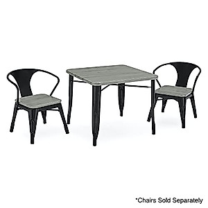 Delta Children Bistro Kids Play Table - Ideal for Arts & Crafts, Snack Time, Homeschooling, Homework & More, Black Metal/Grey Barnboard